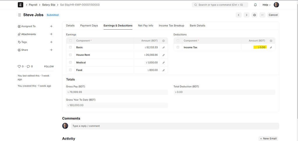 Income Tax Not Automatically Calculating On Salary Slip Frappe Hr Frappe Forum 