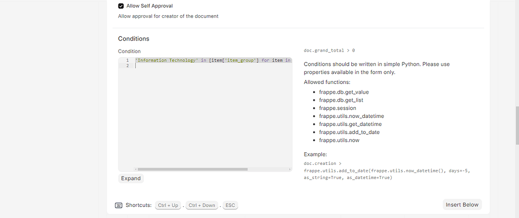 Condition Check for Material Request Item Group in Workflow Transition Condition - Frappe ...