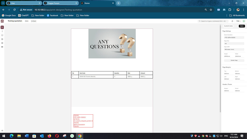 Error in the print format layout kindly review this issue - Print Designer - Frappe Forum