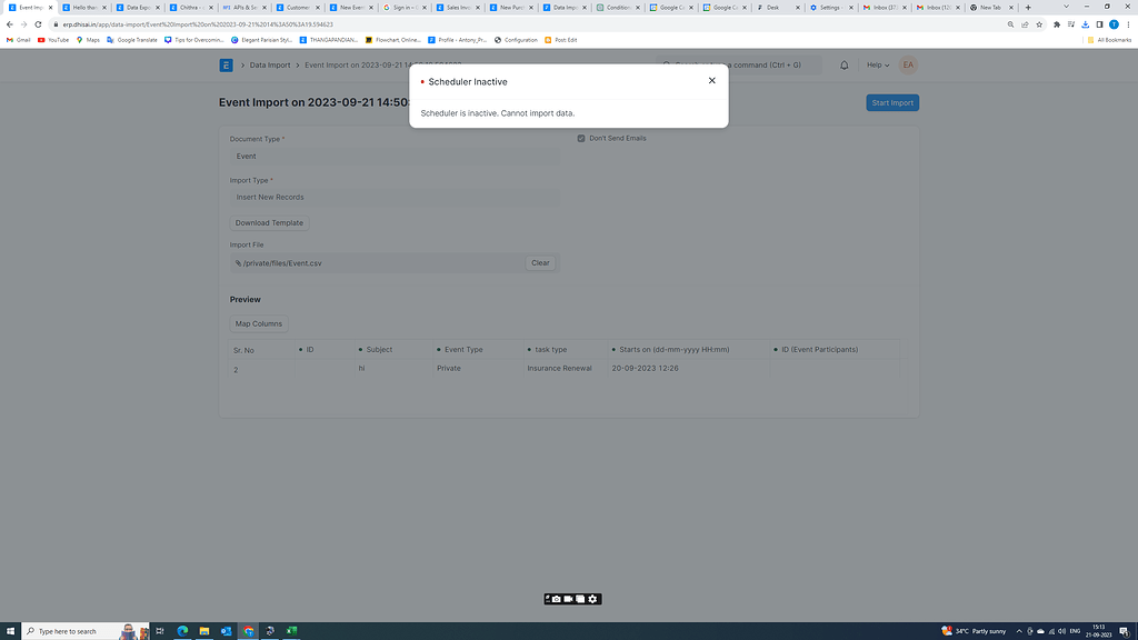 Data Import is not working show a pop message Data Import is not working show a pop message