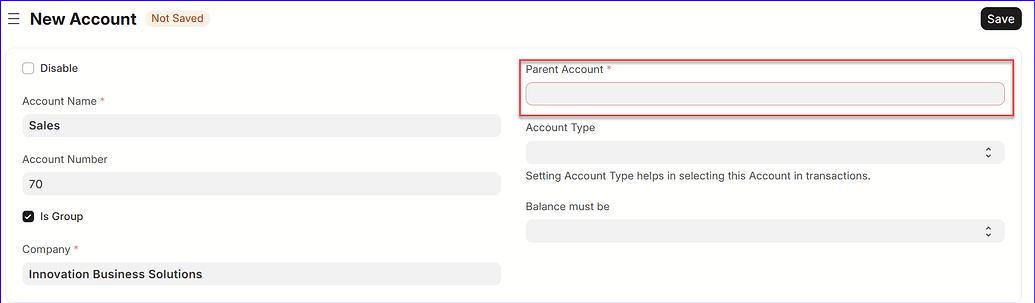 New Account in an empty chart of accounts - Frappe Forum