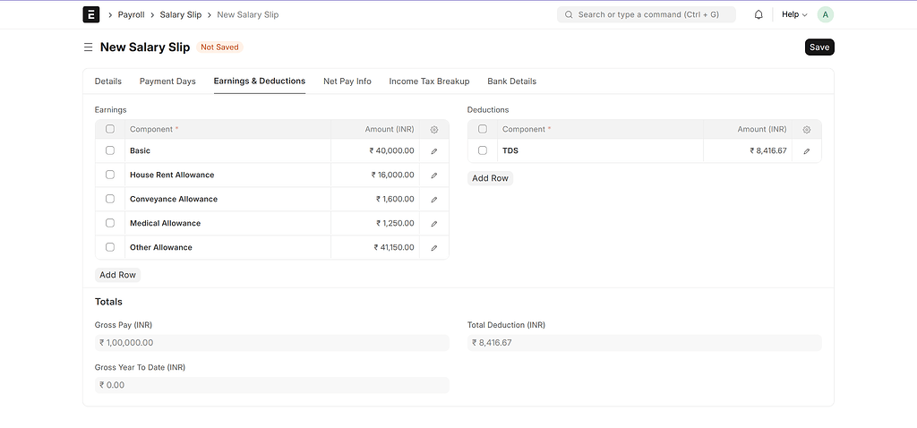How can i override auto calculated TDS deduction amount in Salary Slip ...