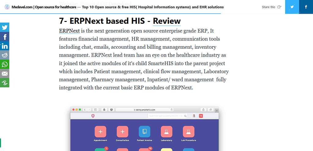 ERPNext listed as a top 10 Open source & free HIS( Hospital Information ...