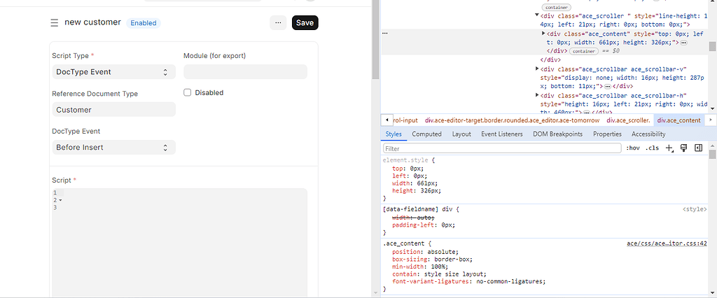 Disappear the code in text erea in server script - Bug - Frappe Forum