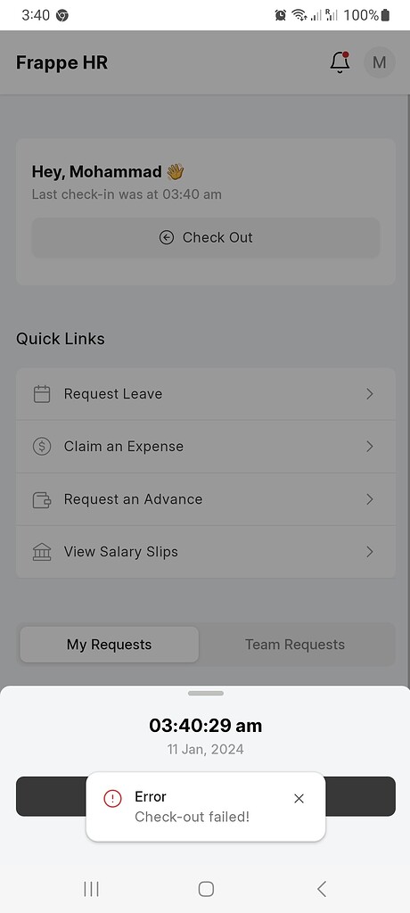 Hrms Mobile App Checkin And Chickout Error Frappe Hr Frappe Forum