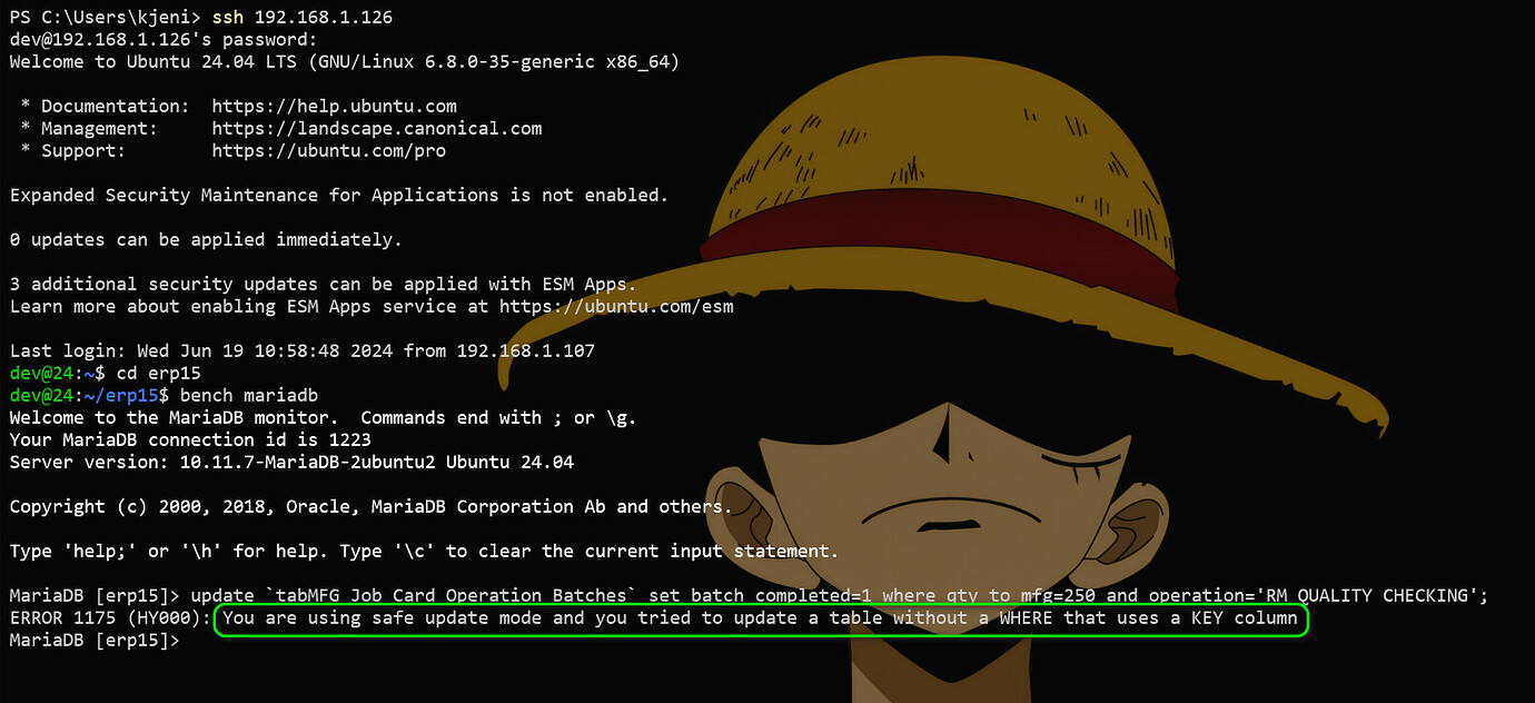 How to update data using MariaDB console - Frappe Framework - Frappe Forum How to update data using MariaDB console - Frappe Framework - Frappe Forum