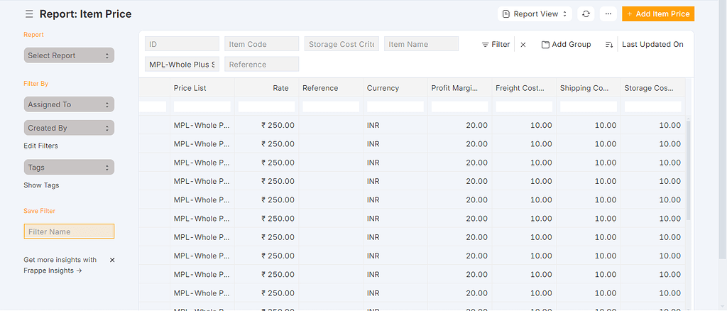 How to add custom fields in report view of Item Price List - ERPNext - Frappe Forum