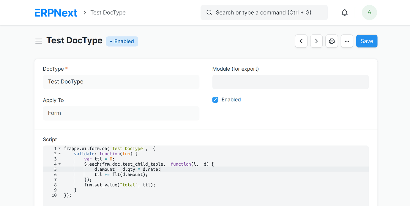 Client script for child table - ERPNext - Frappe Forum
