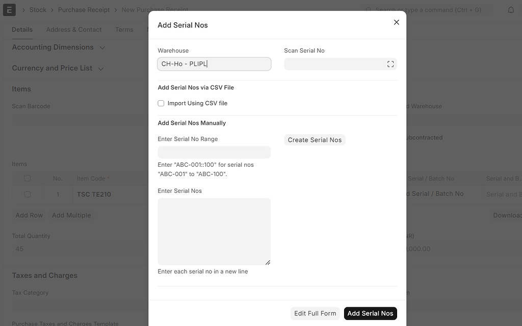 How to add warning message in add serial number pop-up - ERPNext ...