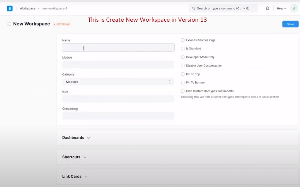 Workspace is different in Version 14 - App Development - Frappe Forum