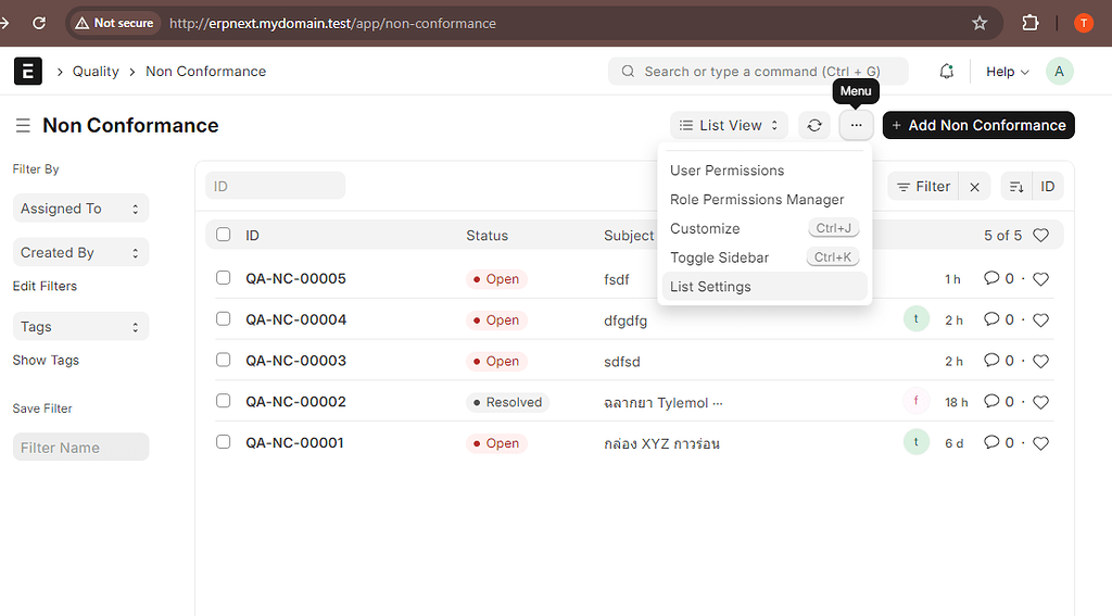List Settings option is not present for regular user - ERPNext - Frappe Forum