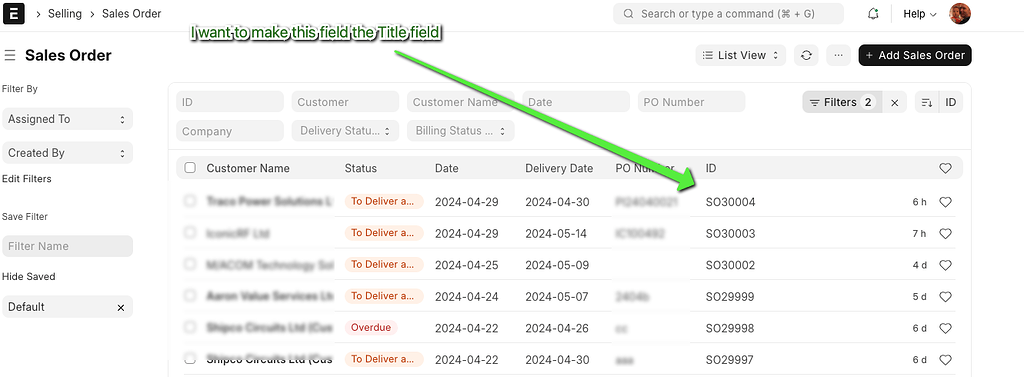 Can't set 'id' field as the title field - Customize ERPNext - Frappe Forum