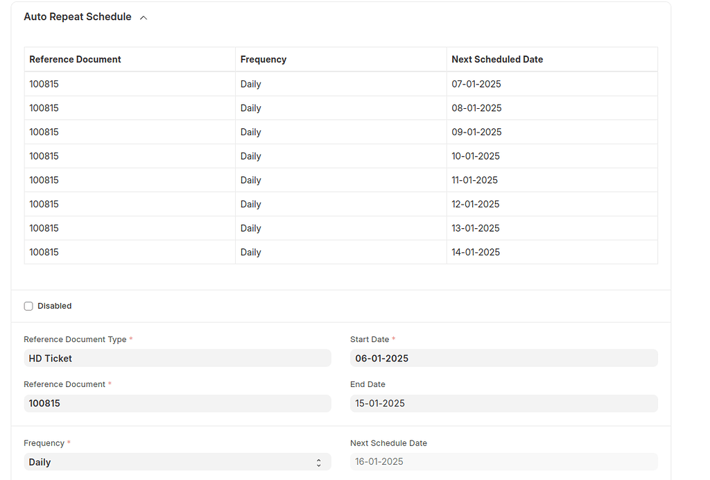 Auto repeat ticket not occuring - ERPNext - Frappe Forum