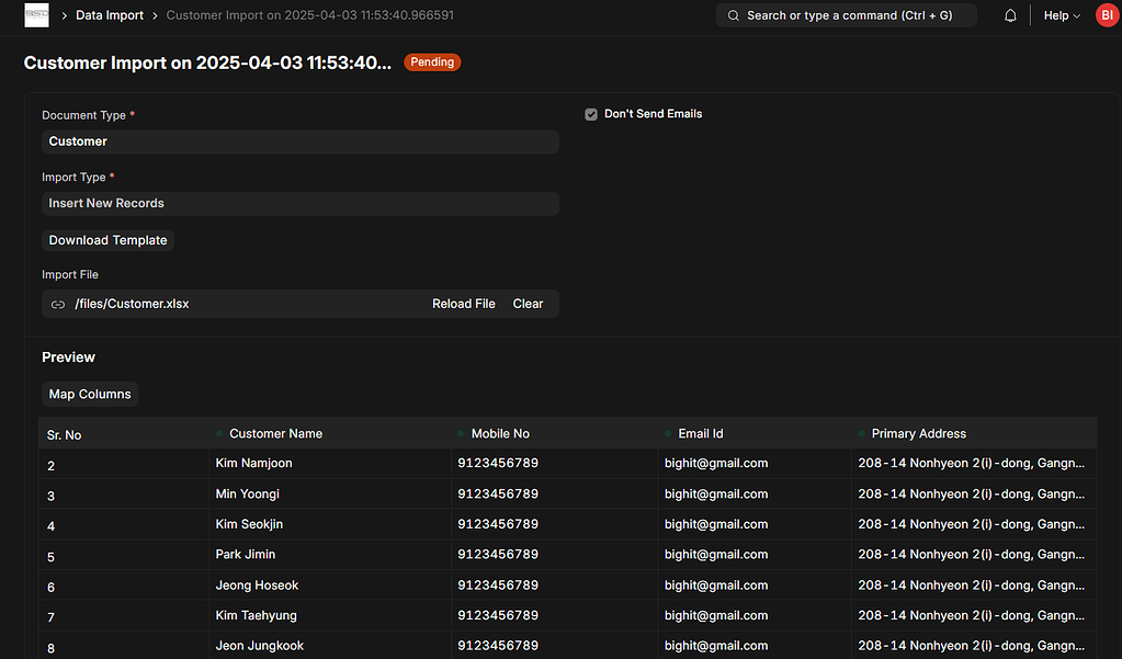 Data Import won't start? - ERPNext - Frappe Forum