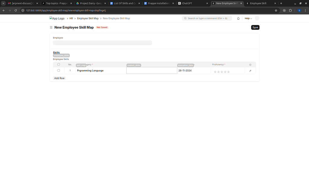 unable to make new dropdown based on skill - Customize ERPNext - Frappe Forum