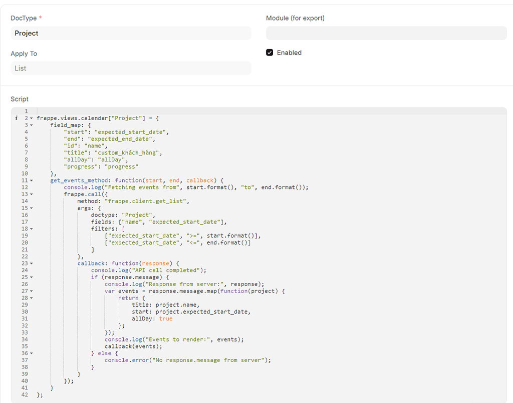 How to custom self-created calendar? - ERPNext - Frappe Forum