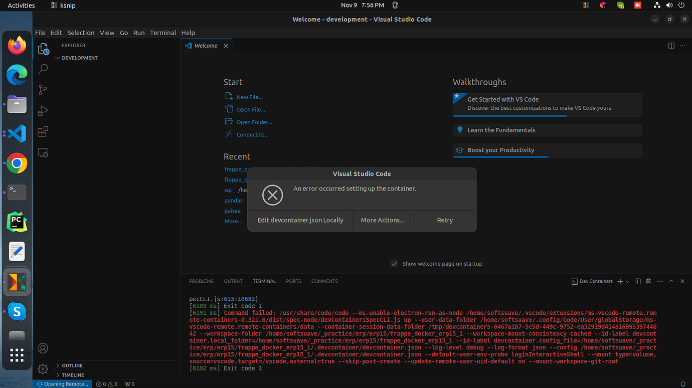 An error occurred setting up the container - ERPNext - Frappe Forum