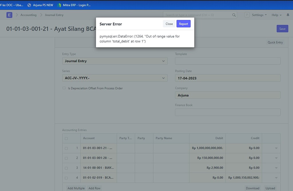 Can't make a transaction above 1 trillion (13 digit) - ERPNext - Frappe Forum