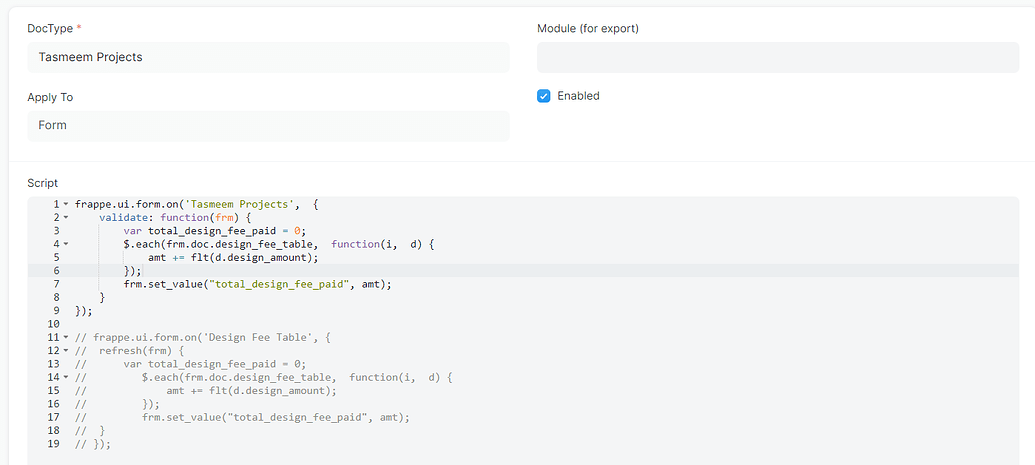 Client script for child table - ERPNext - Frappe Forum
