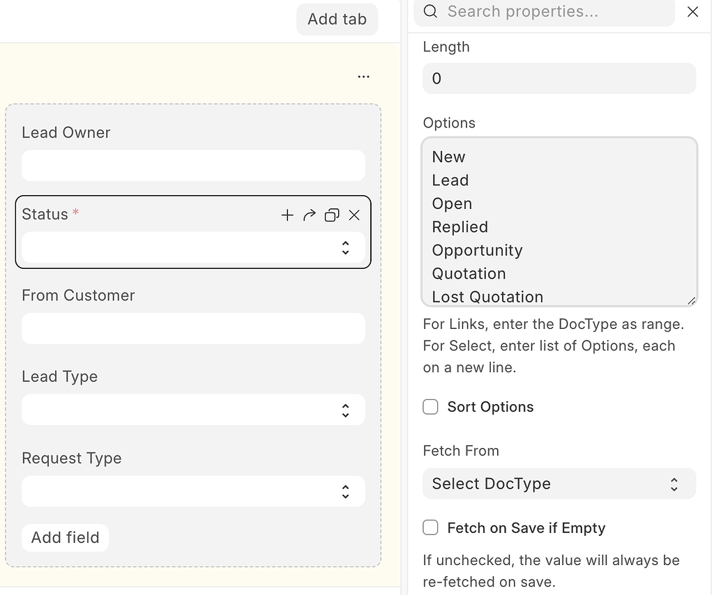 How to add new option to the status field "select" type - Customize ERPNext - Frappe Forum