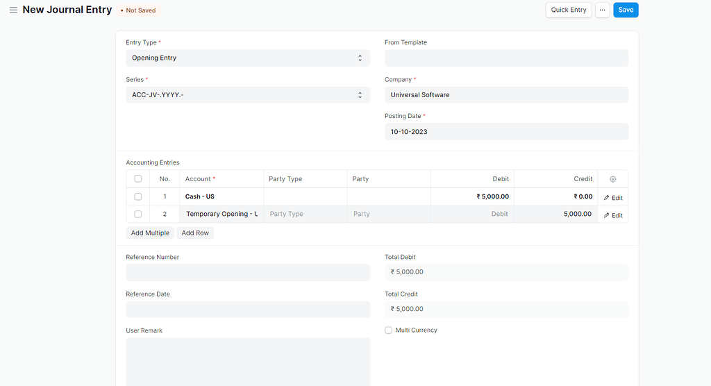 Opening Entry Creation issue - Accounting - Frappe Forum
