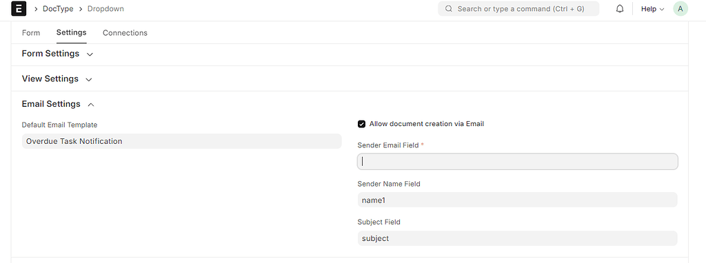 In Doctype Setting Allow Document Creation Via Email Erpnext Frappe Forum