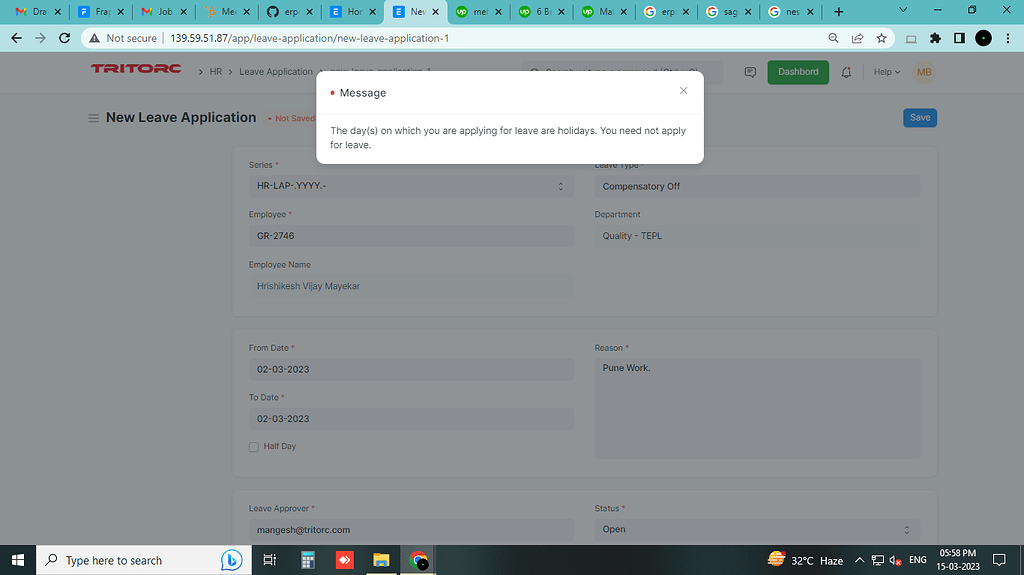 Leave Application in ERPNext Module - User Forum - Frappe Forum