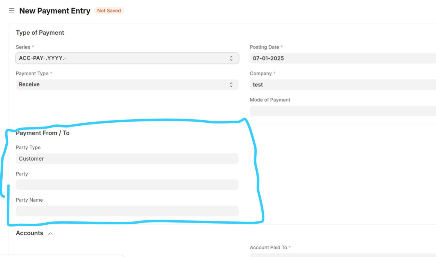 Customer Details Not Fetching in Payment Entry while using connection - ERPNext - Frappe Forum