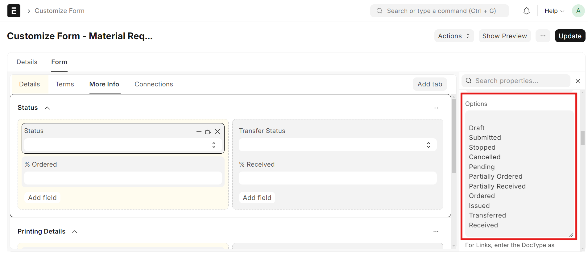 Material Request status not showing properly - Stock/Inventory - Frappe Forum
