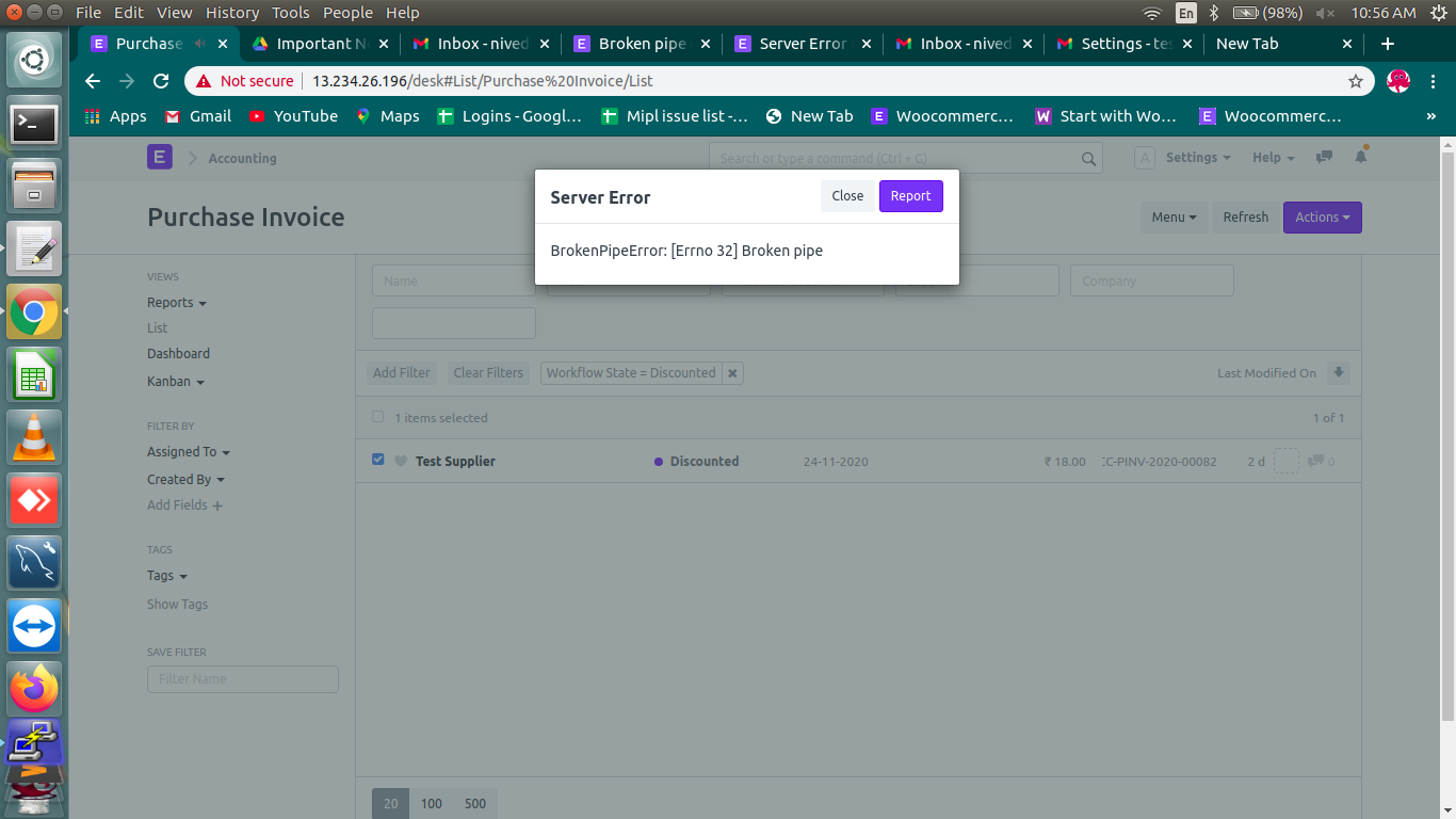 Broken pipe error in Bulk Workflow - Frappe Framework - Frappe Forum Broken pipe error in Bulk Workflow - Frappe Framework - Frappe Forum