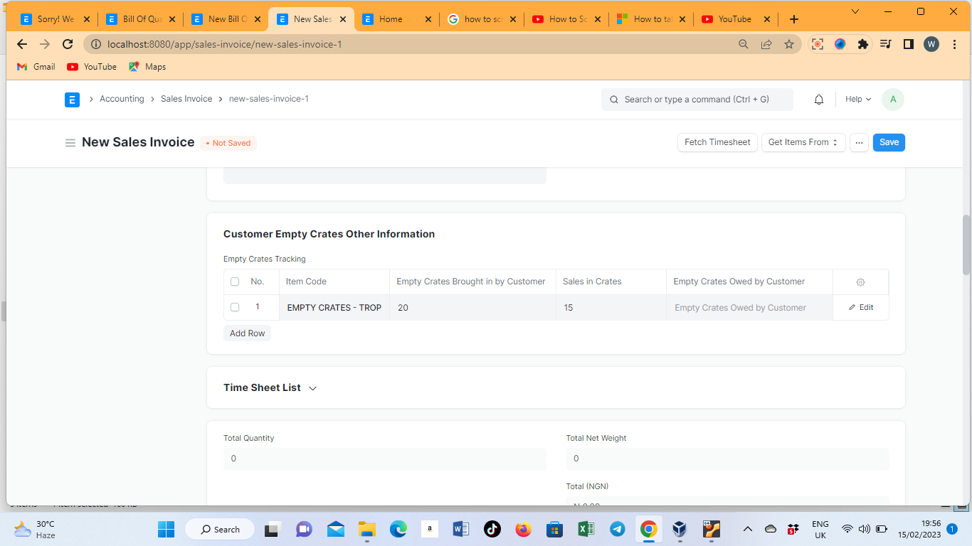 Please I Need A Client Script For Tracking Of Empty Crates Owed By Customer Customization