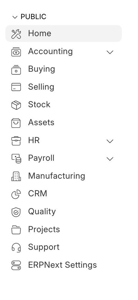Missing ERPNext shortcuts at sidebar - ERPNext - Frappe Forum