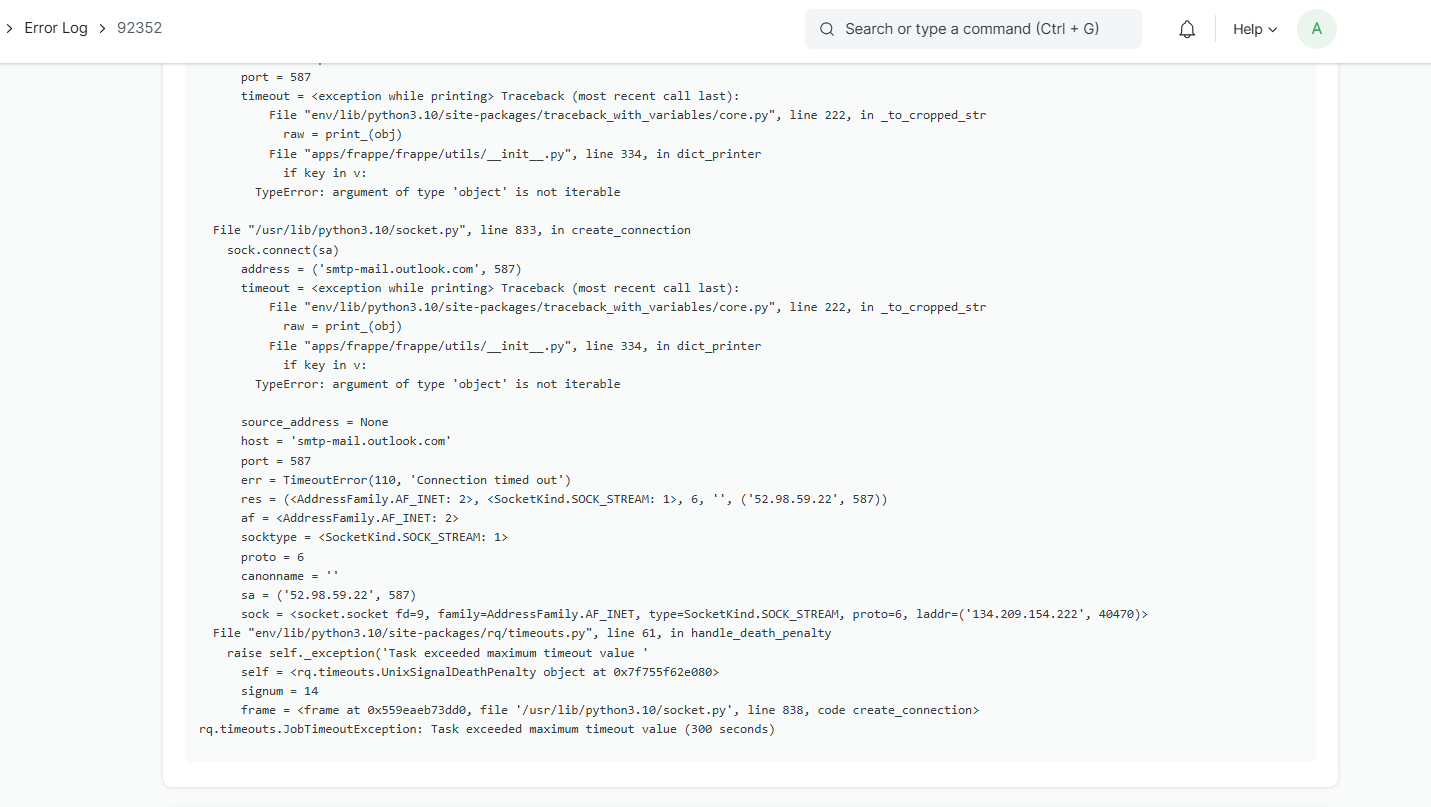 Emails Stuck in "Sending" Status – Timeout Error in Frappe - App Development - Frappe Forum