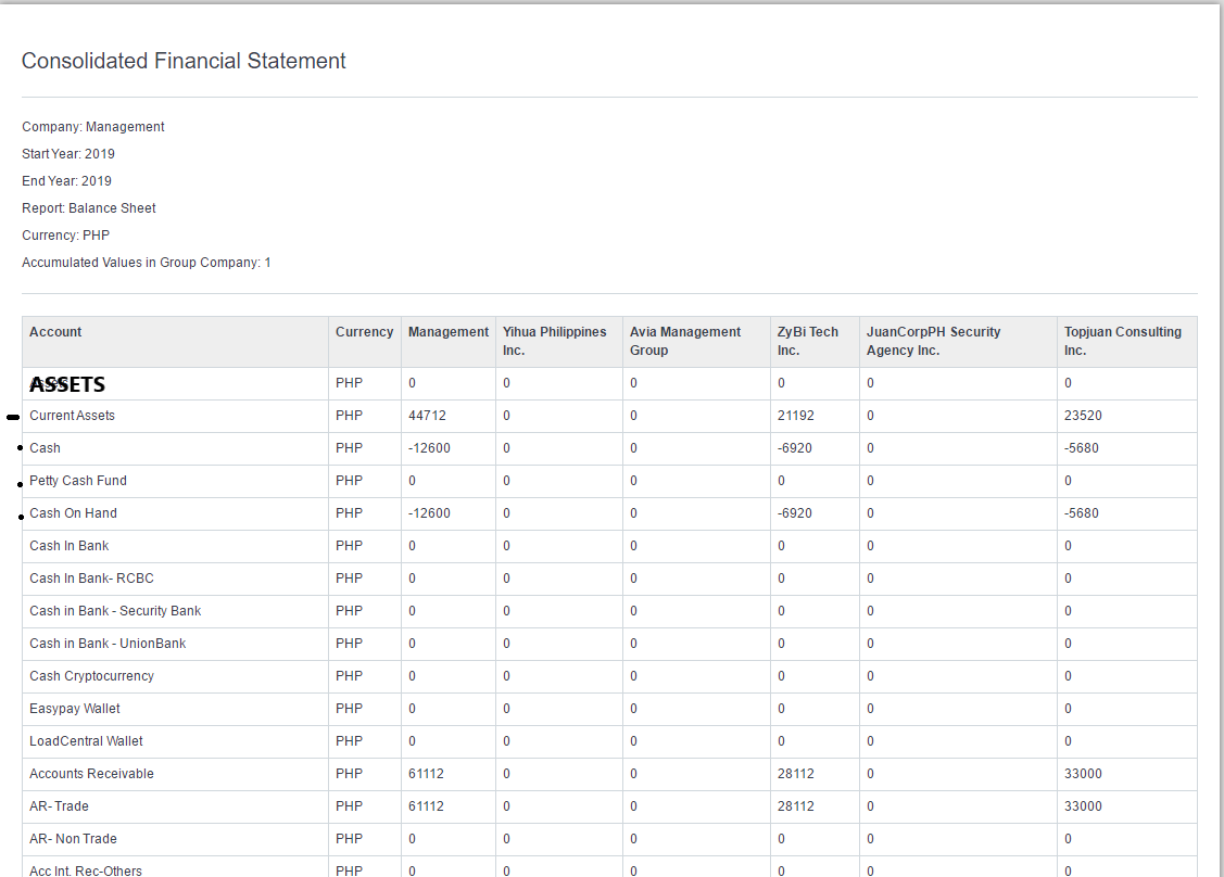 Consolidated Financial Statement Print Report Reports Frappe Forum