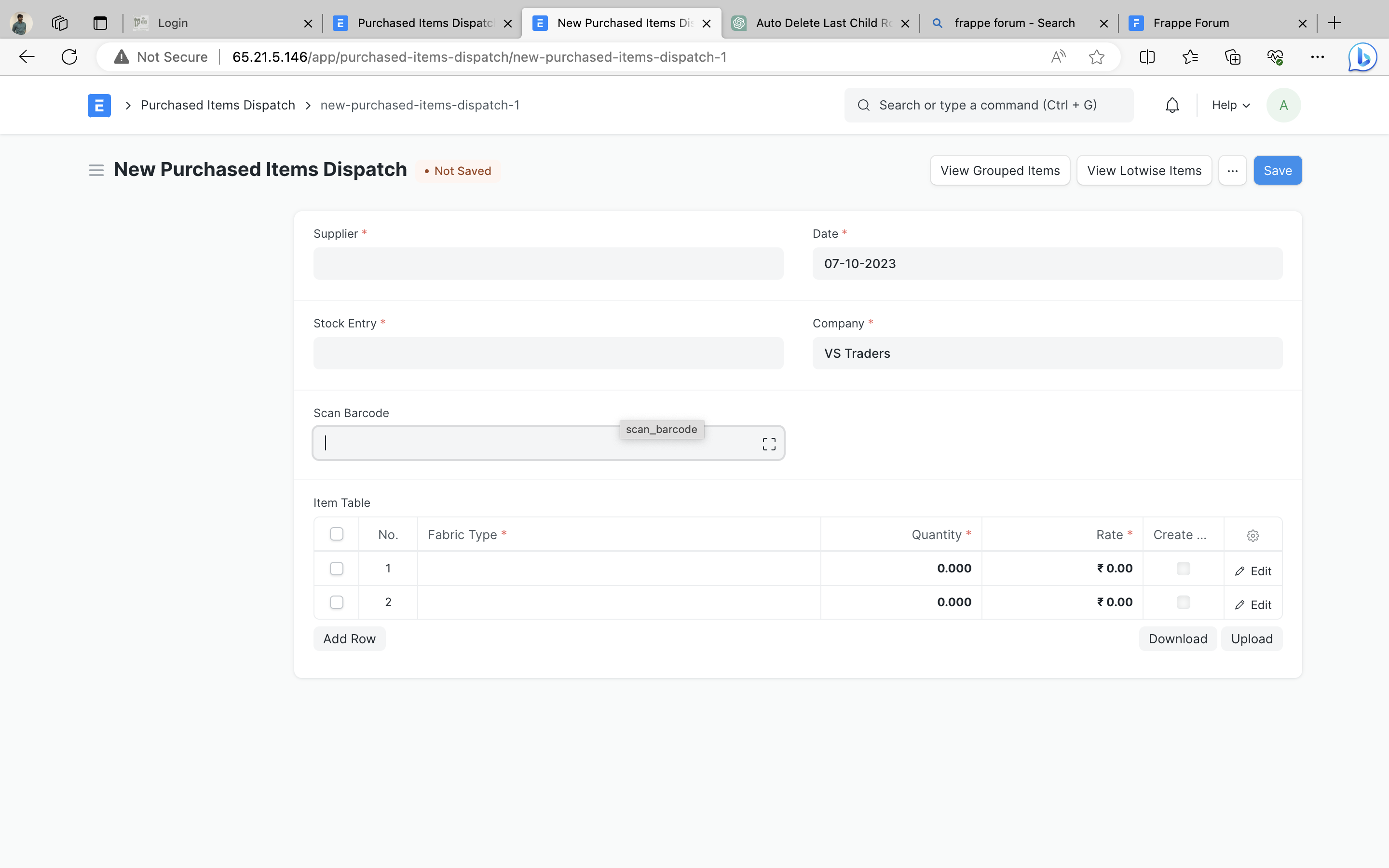 Add Child Function 2 Row At A Time Customize ERPNext Frappe Forum