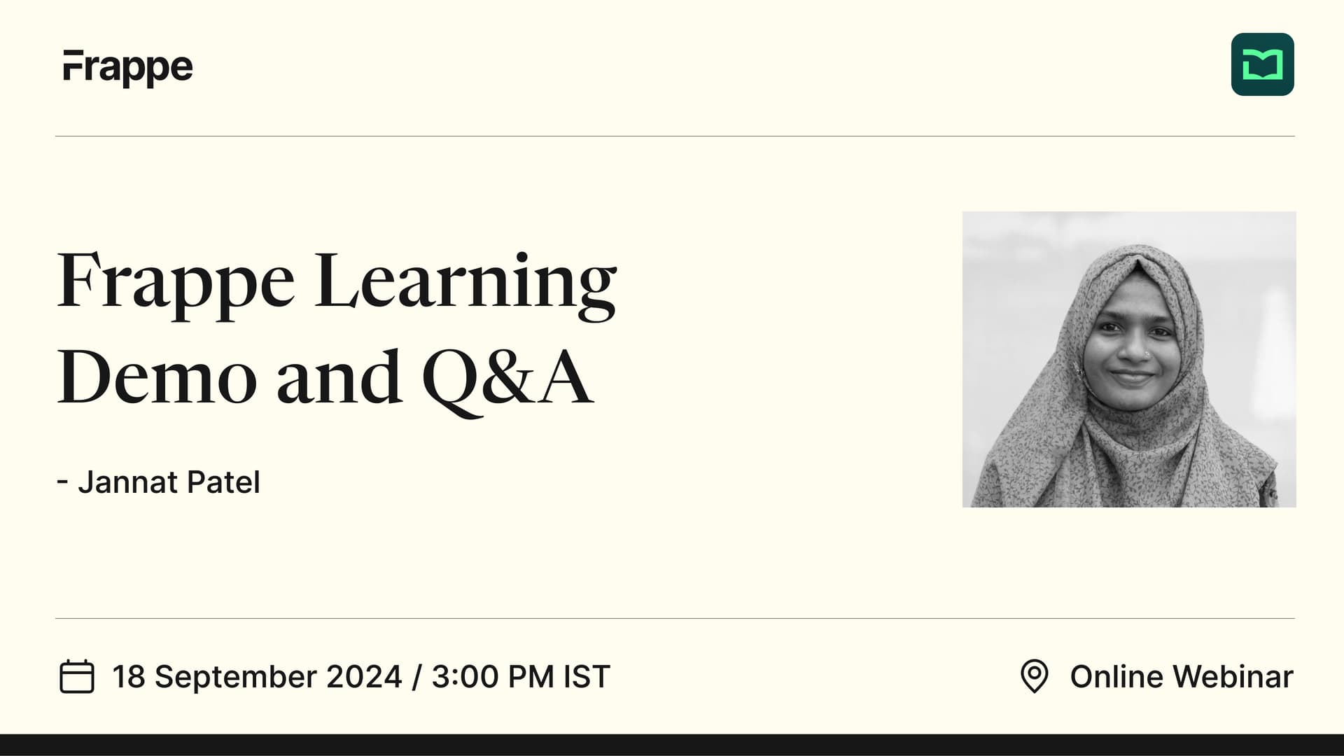 Frappe Learning Webinar - 18th September 2024 - Learning - Frappe Forum