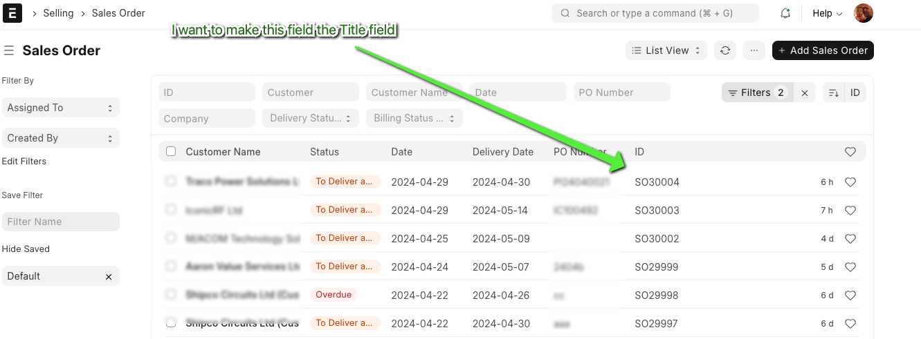 Can't set 'id' field as the title field - Customize ERPNext - Frappe Forum